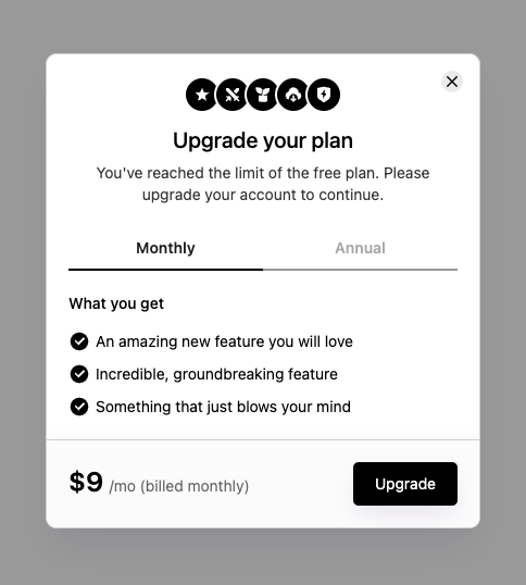 2 Tier Upgrade Modal | Free Webflow Component